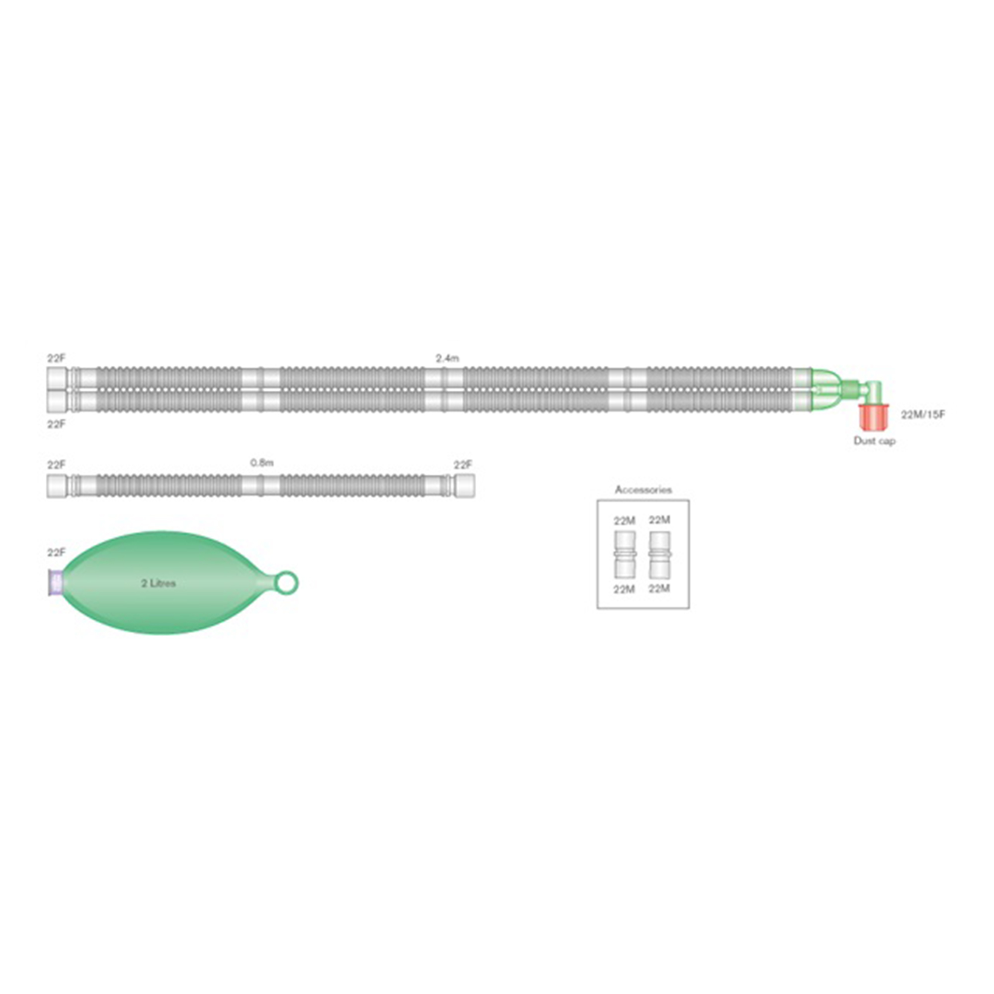 LI2011000 | Flextube™ Breathing System With 2 L Bag, Elbow & Limb, ≥ 2. ...